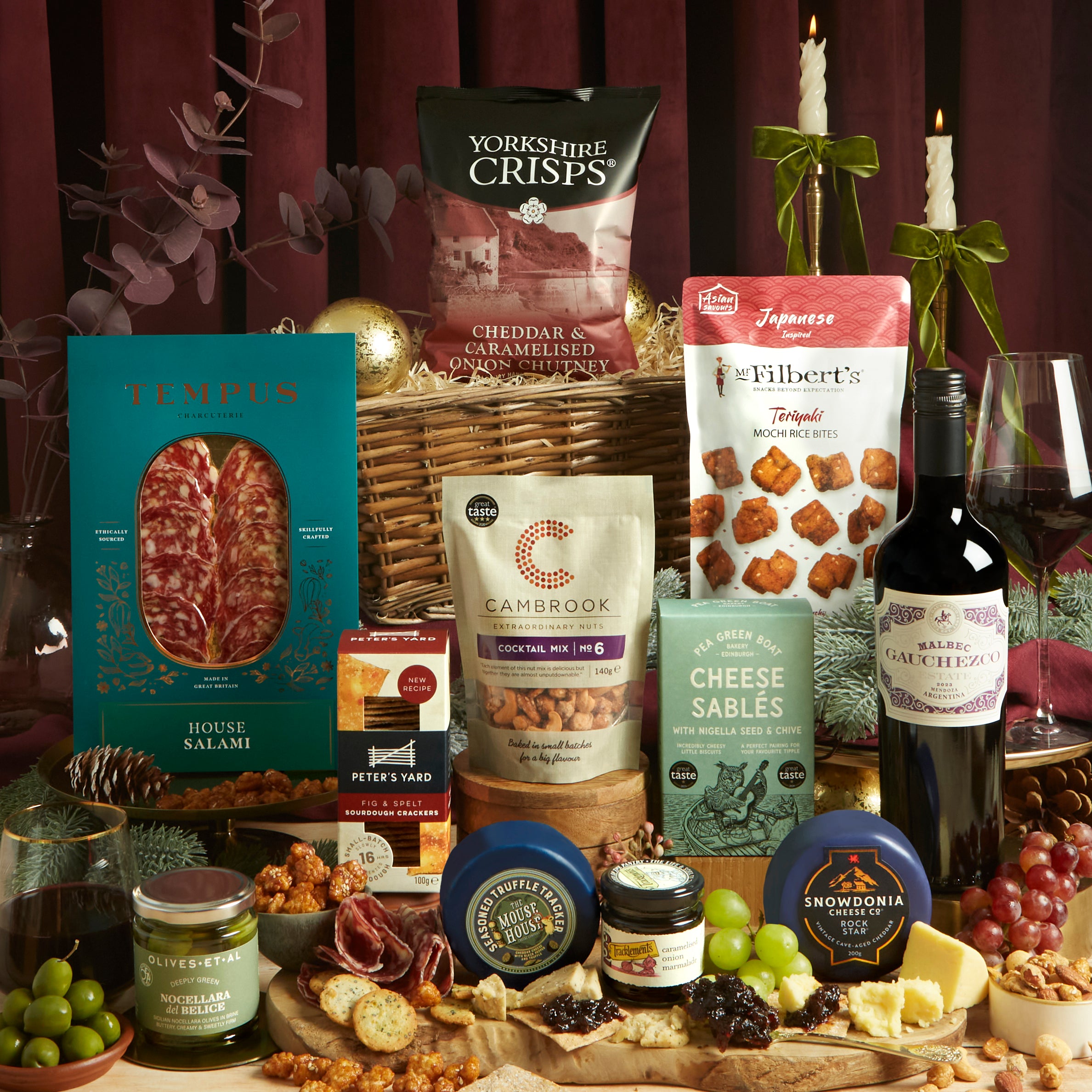 Christmas Eve Wine & Nibbles Gift Basket | hampers.com – Hampers.com